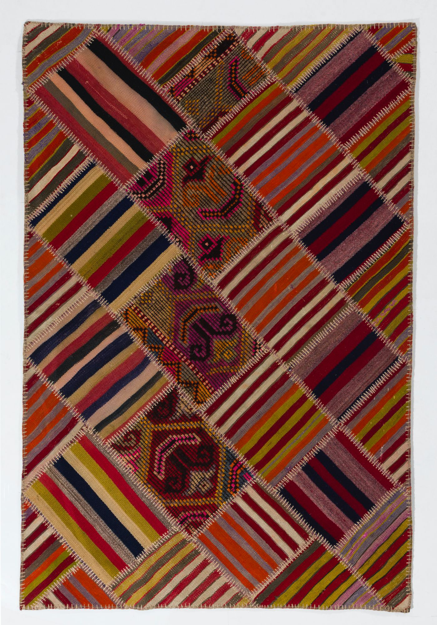 Bungalow Rose 4.2x6.3 Ft Vintage Handmade Turkish Patchwork Kilim Rug ...