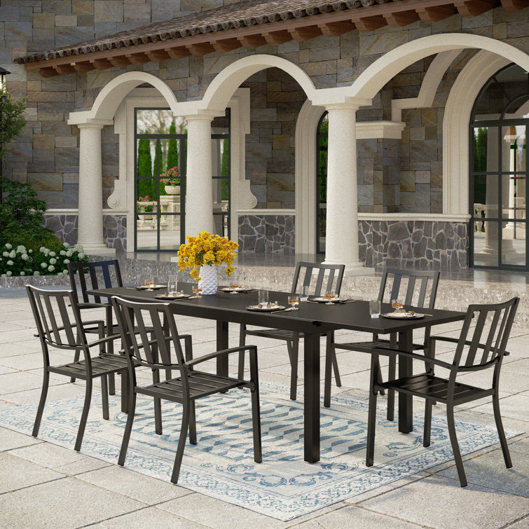 Lark Manor Armisha 6 - Person Rectangular Extendable Outdoor Dining Set ...