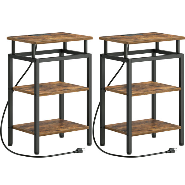 17 Stories Garrin 23.8" End Table with Storage and Charging Station ...