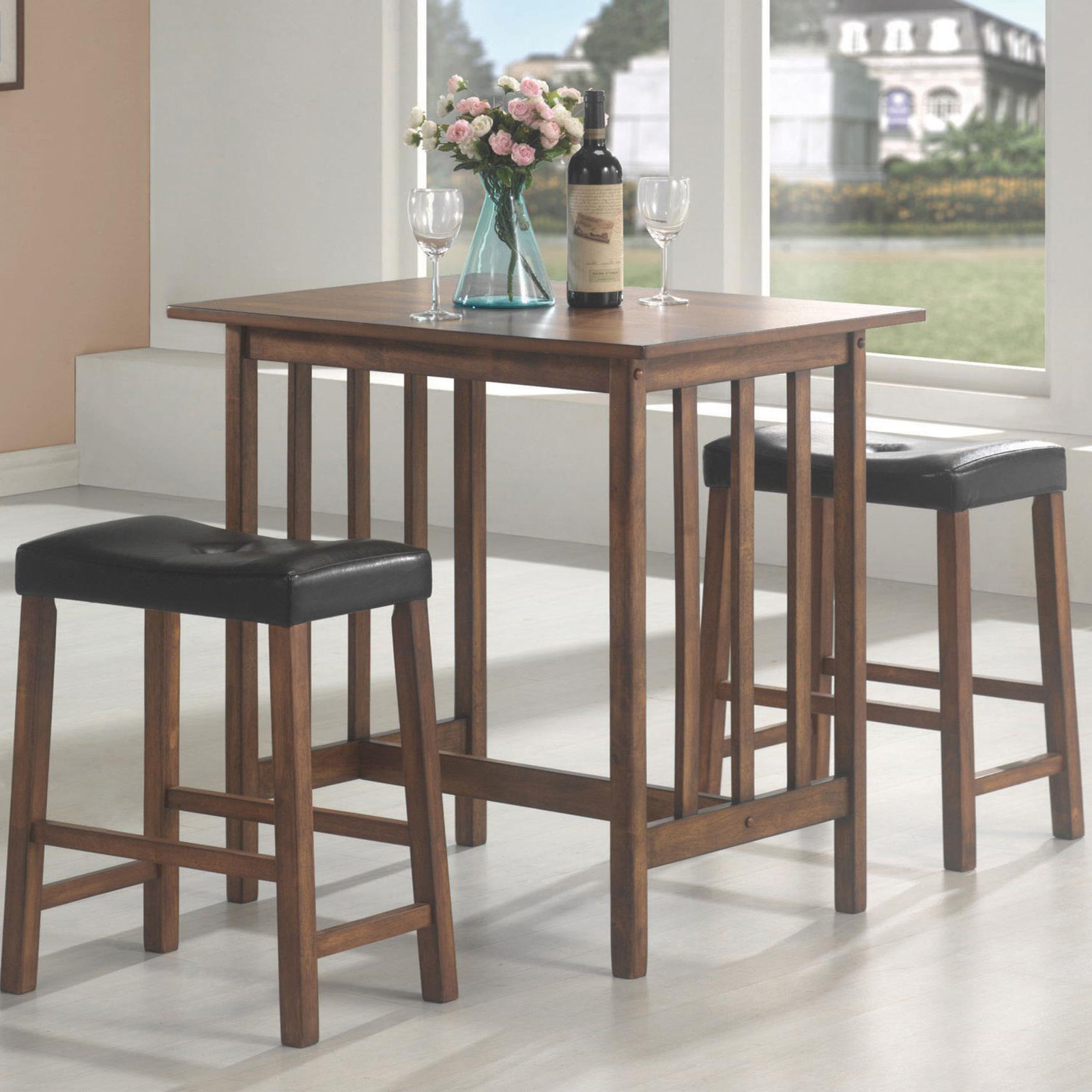 Winston Porter Nijae 3 - Piece Counter Height Set in Black and Brown ...