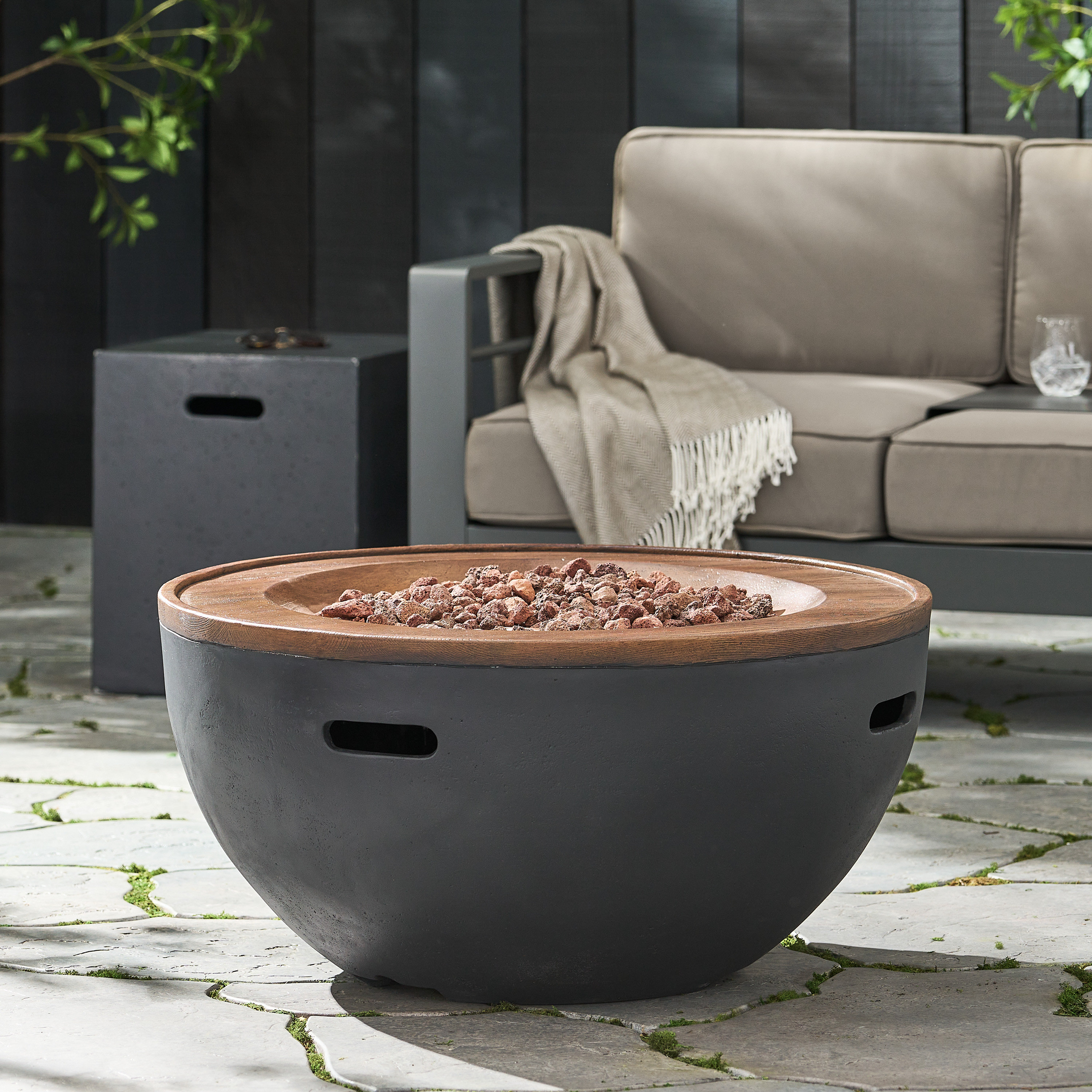 Ebern Designs Tavaya 20.25" H x 16.25" W Concrete Propane Outdoor Fire ...