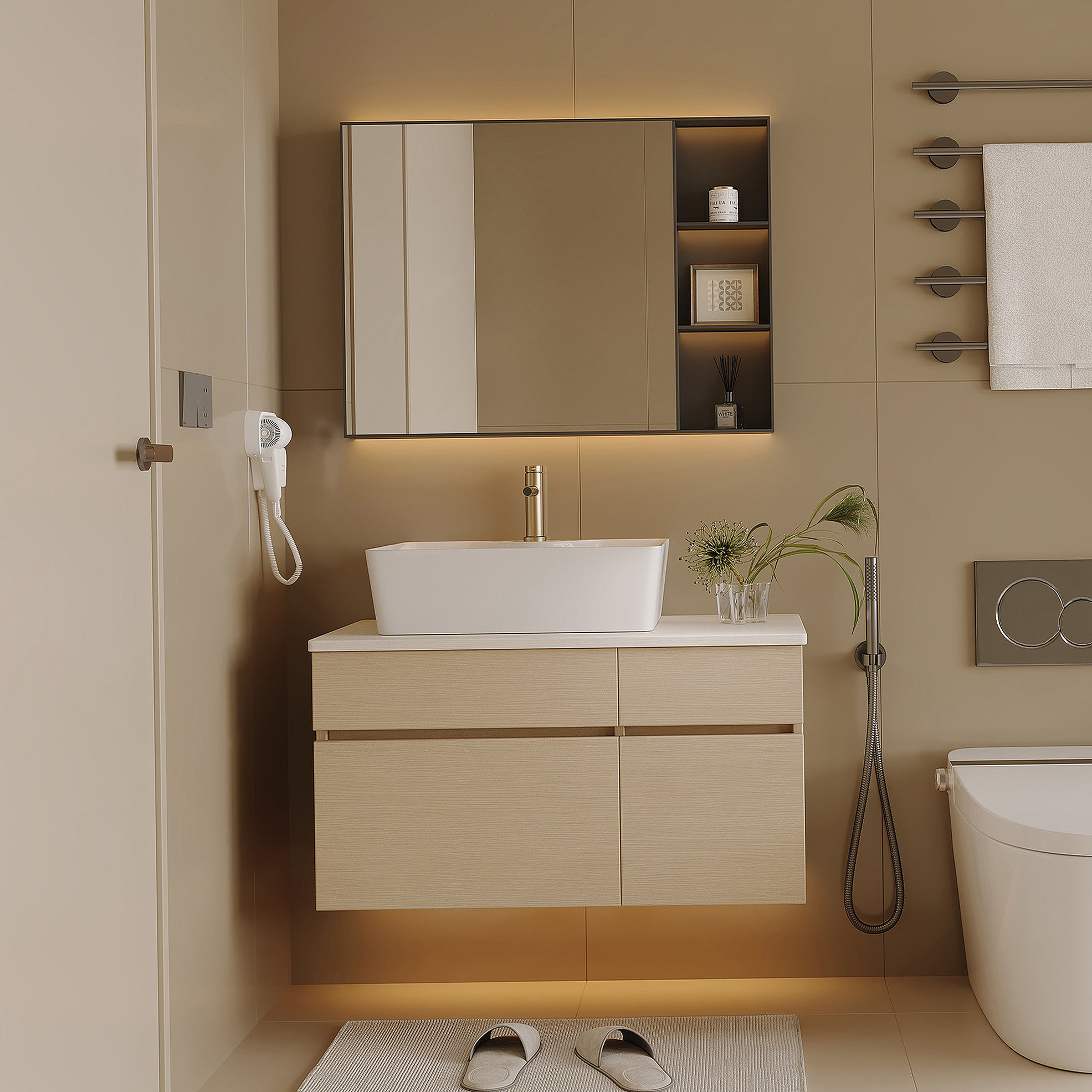 Ebern Designs 31.5 Inches Floating Single Small Bathroom Vanity with ...