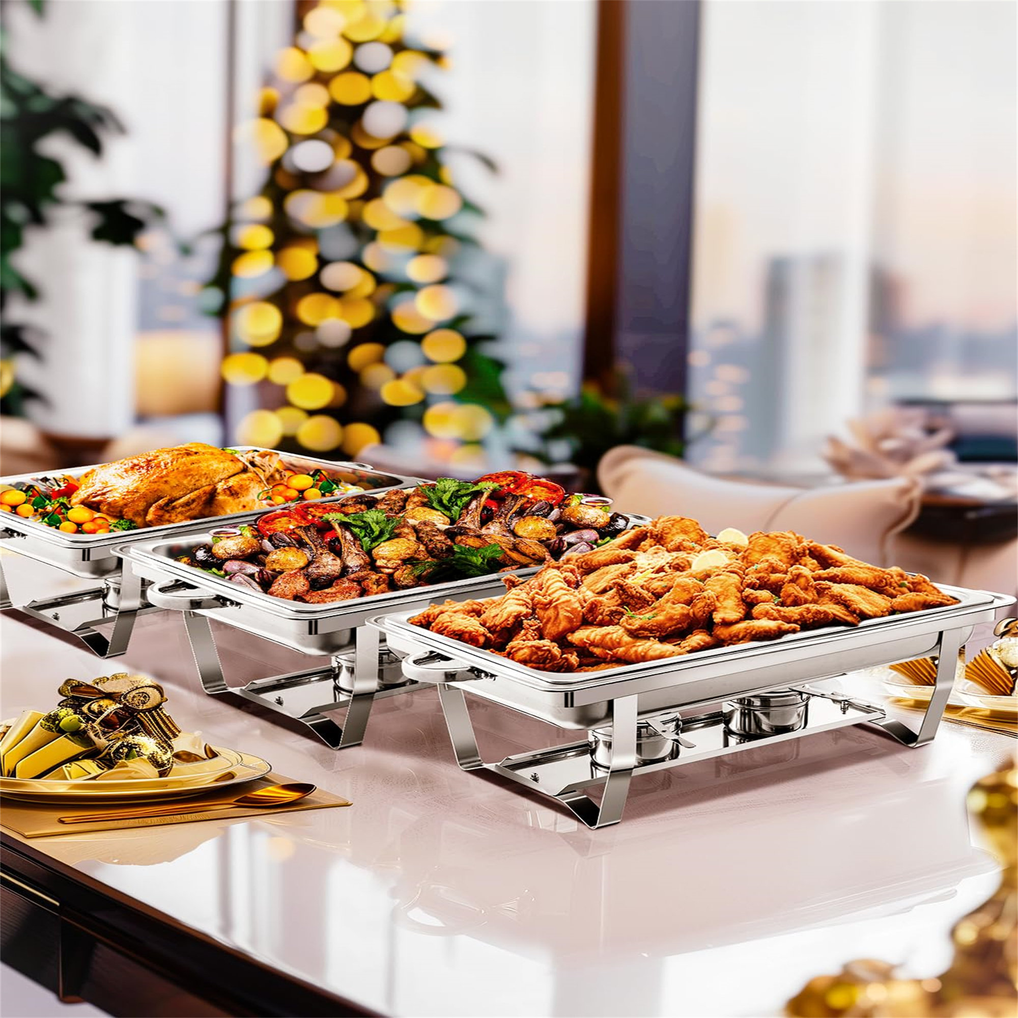 Belfry Kitchen 2-Piece 9-Liter Buffet Stainless Steel Food Warmer ...