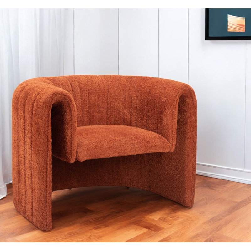HomeRoots 37" Burnt Orange Sherpa And Upholstered Tufted Arm Chair ...
