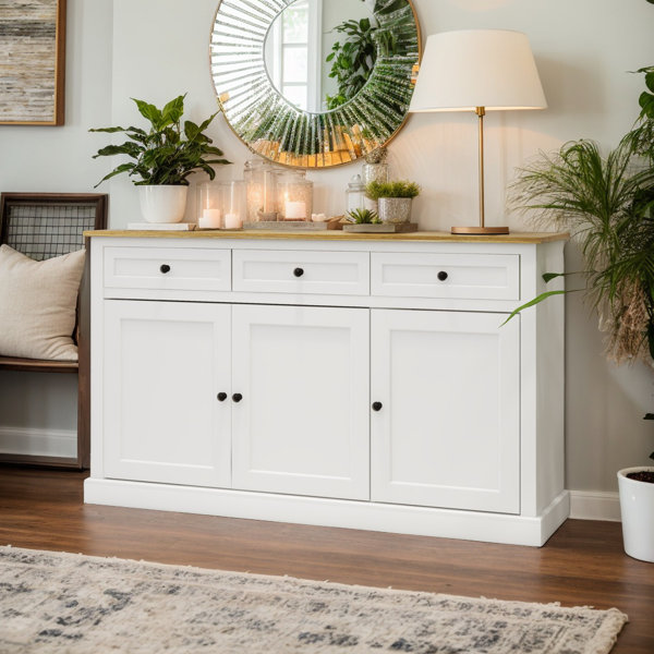 Winston Porter Buffet Cabinet With Storage, White Kitchen Cabinet ...