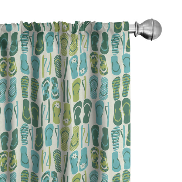 Ambesonne Flip Flop 4-Panel Curtains, Exotic Nature Colors, Pale Green ...