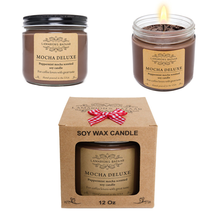LAMARION'S BAZAAR Peppermint Mocha Fragrance Scented Jar Candle with ...