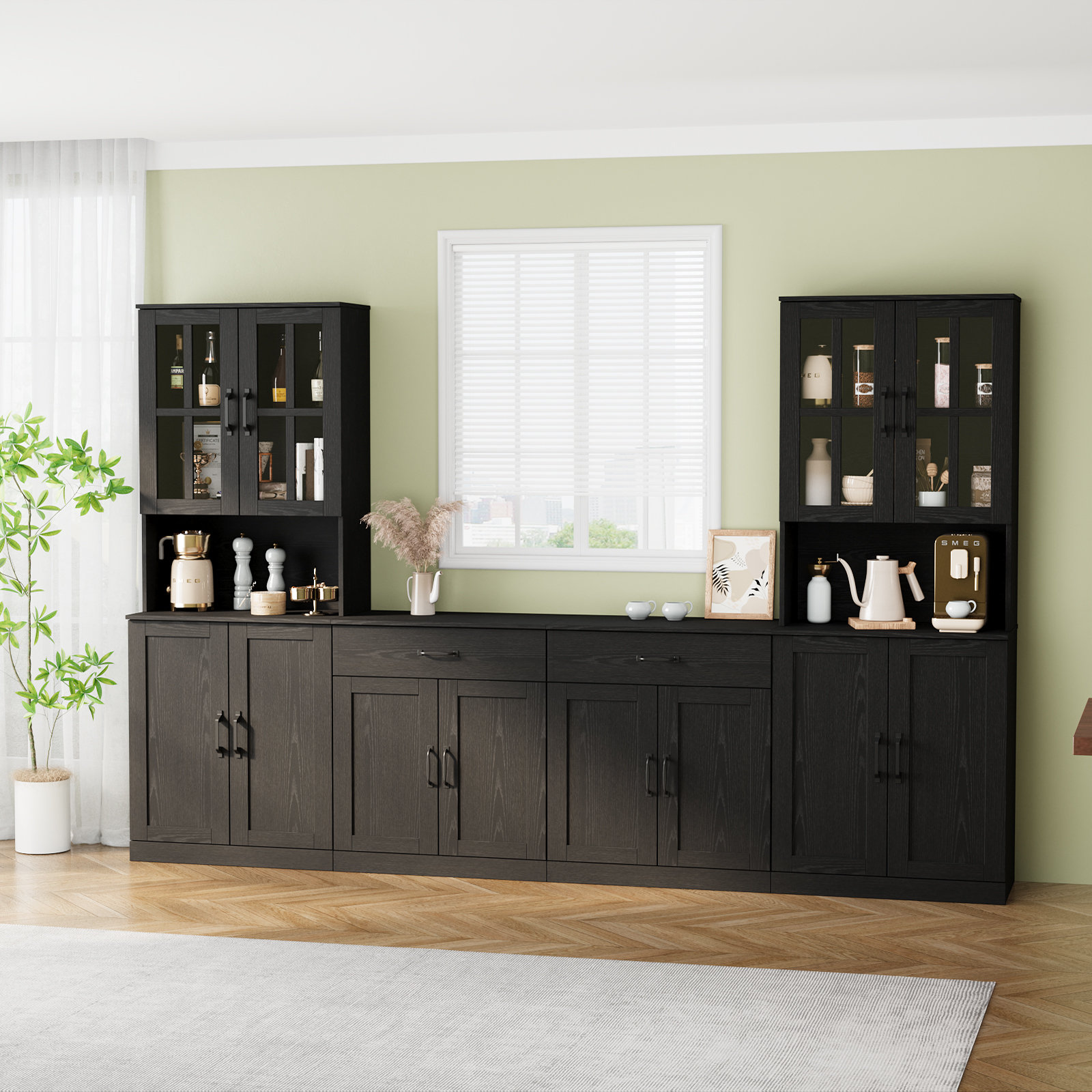 Lark Manor™ 71'' Kitchen Pantry With Bookcases, 94.5'' Wide Farmhouse ...