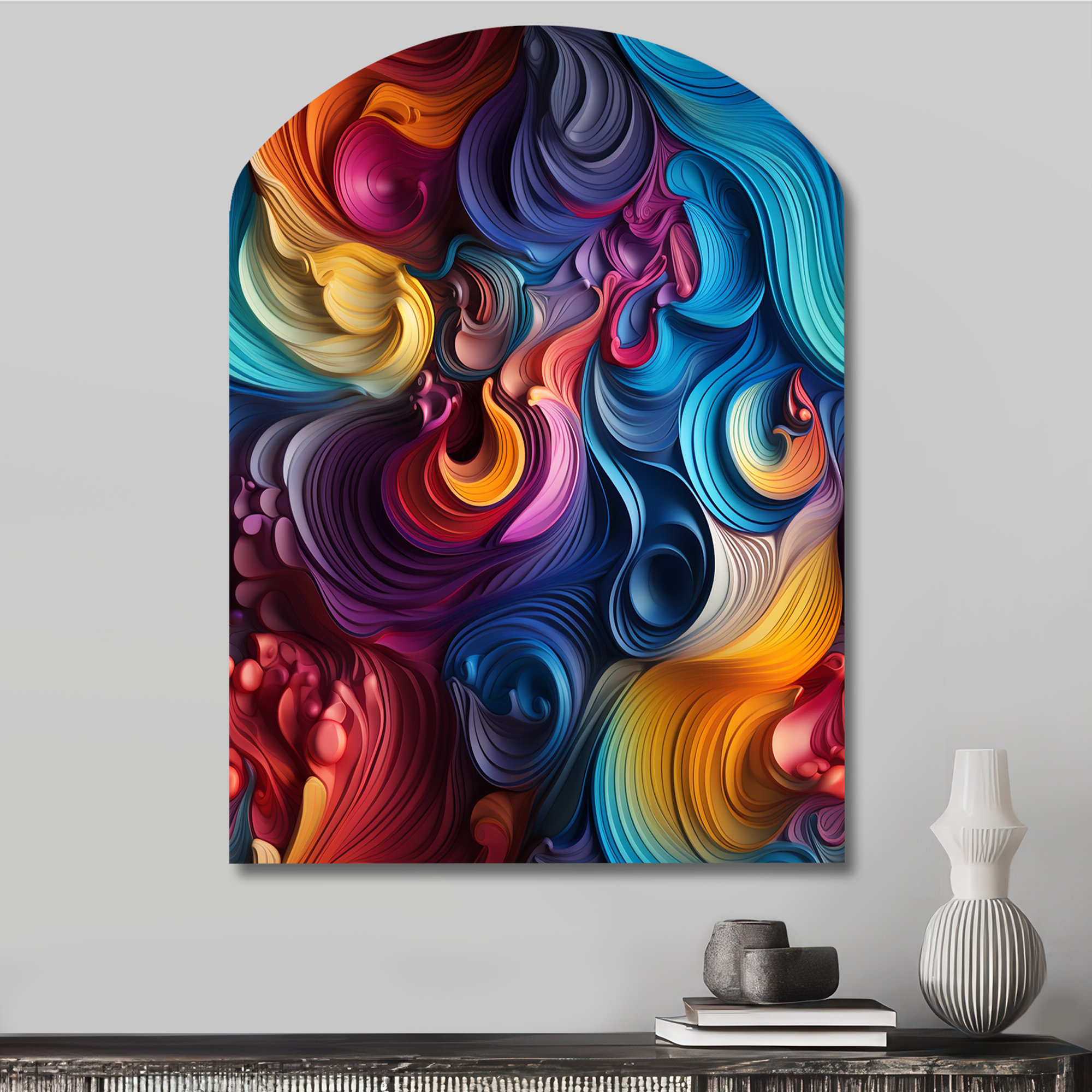 Design Art Popart Psychedelic Swirls - Abstract Arch Shape Irregular ...