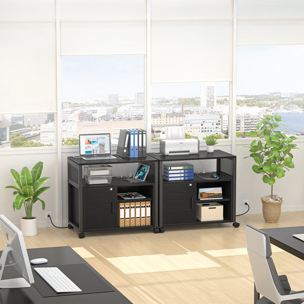 Inbox Zero Filing Cabinet with Lock and USB Charging Port, Modern ...