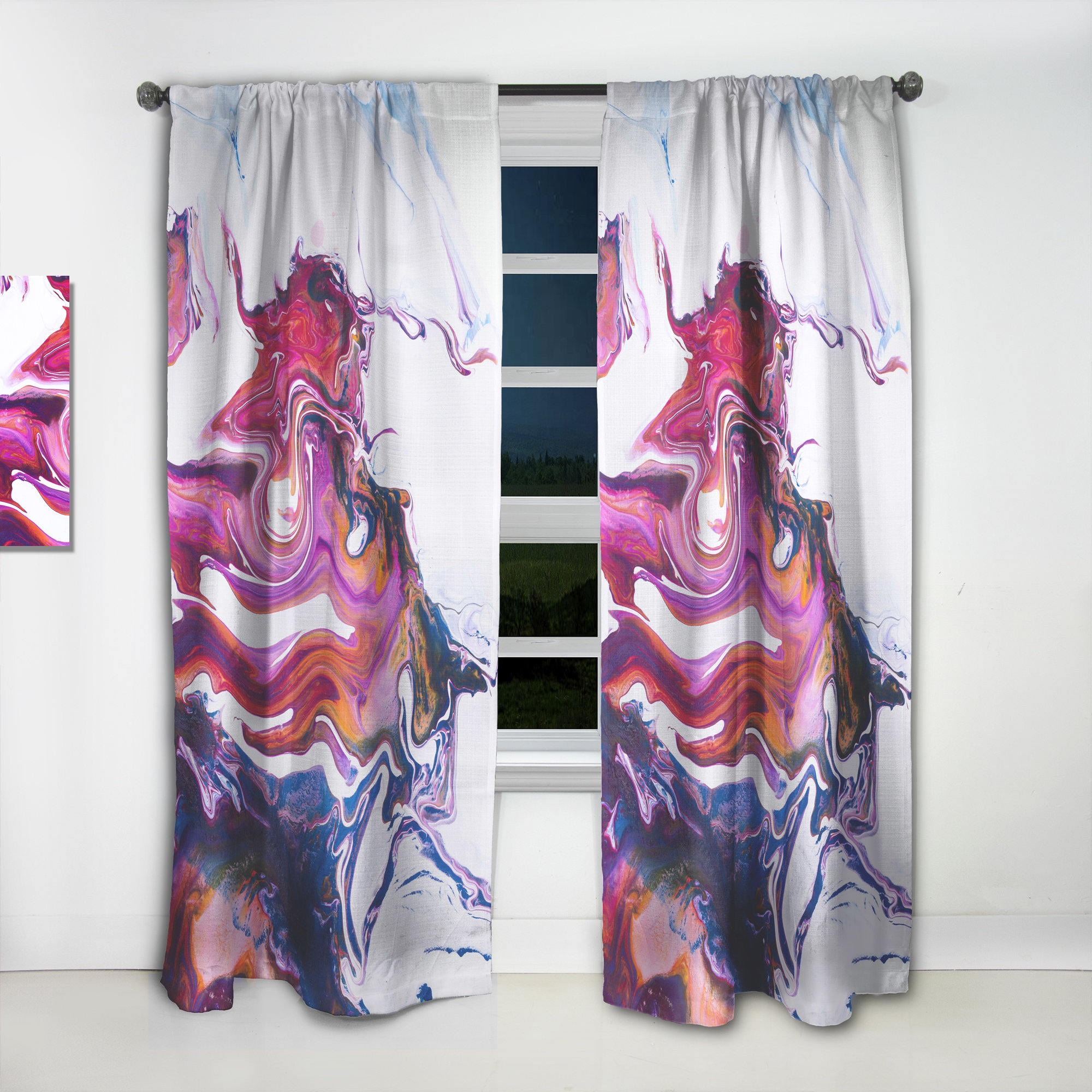 Design Art Abstract Semi-Sheer Thermal Rod Pocket Curtain Panels | Wayfair