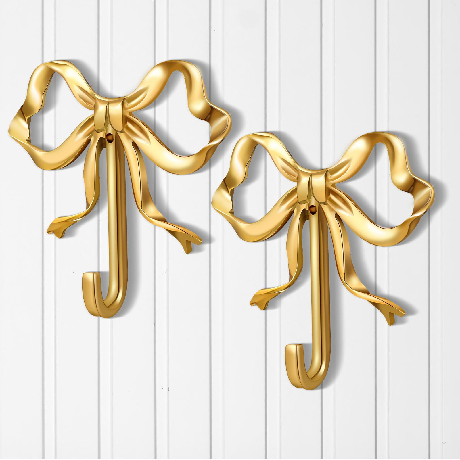 House of Hampton® 2 Pack Gold Bow Decorative Hooks, Sofa Coat Hook ...