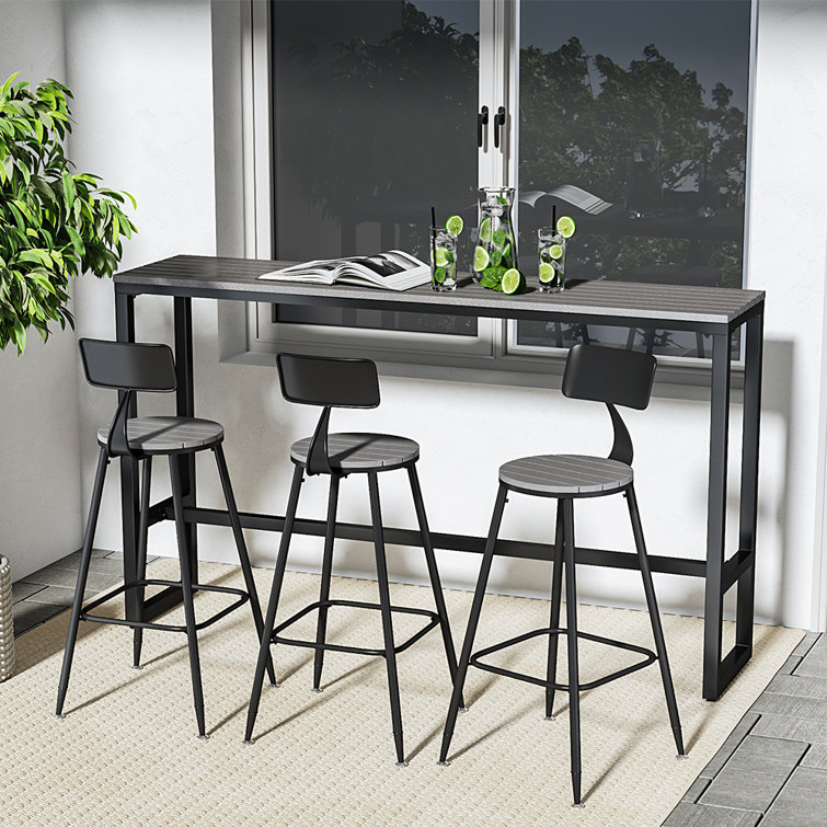 Williston Forge Abagayle Rectangular 3 - Person Outdoor Bar Table ...