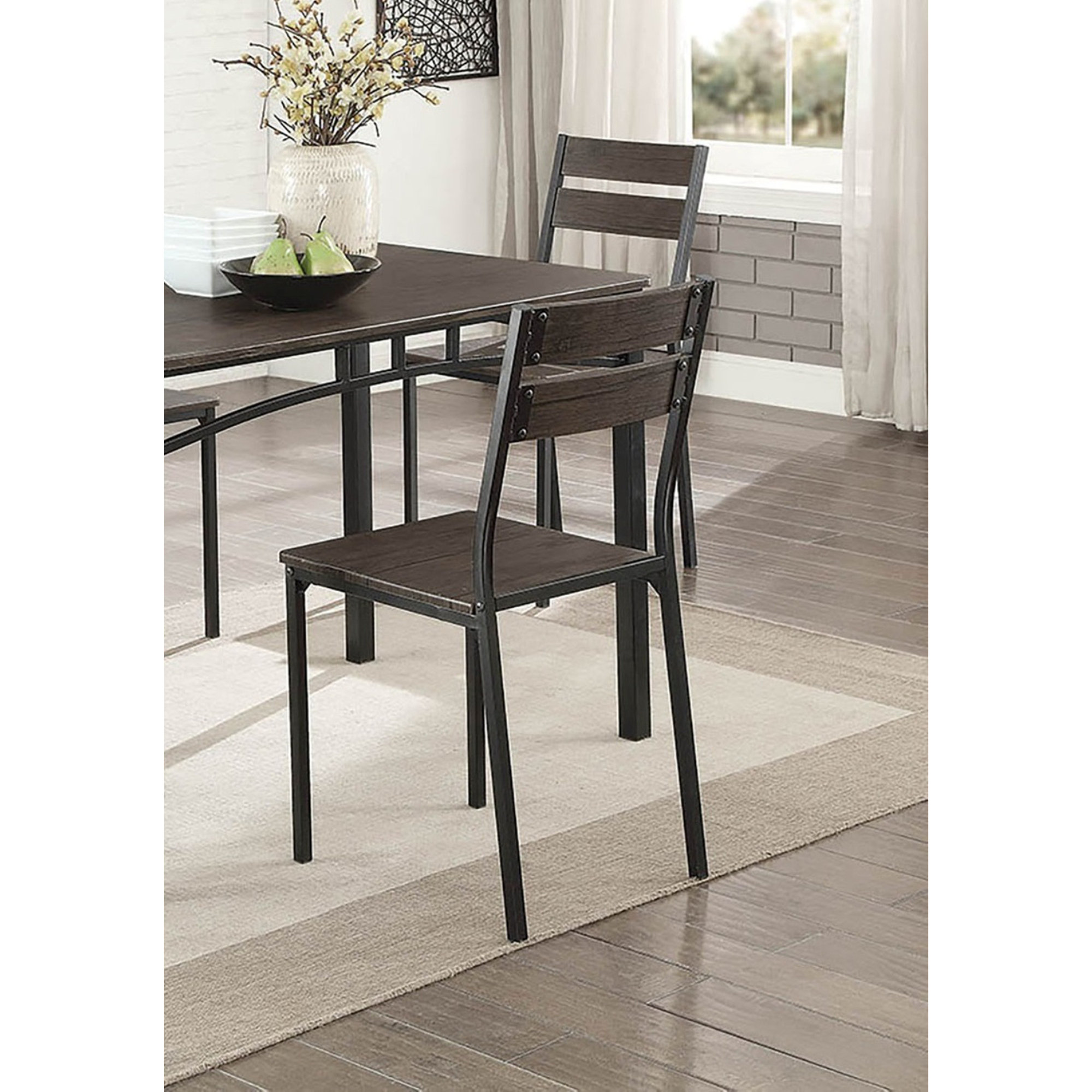 Latitude Run® Simple Metal Frame Dining 7Pc Set Wooden Table Top Dining ...