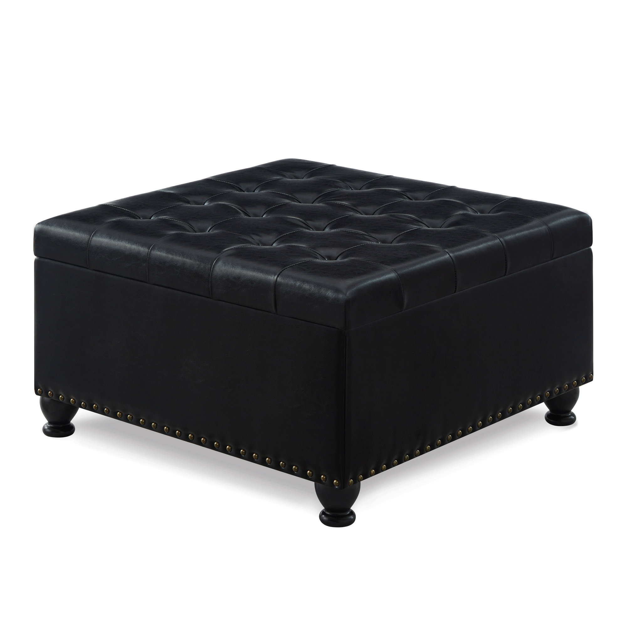 Red Barrel Studio® Large Square Storage Ottoman With Wooden Legs ...