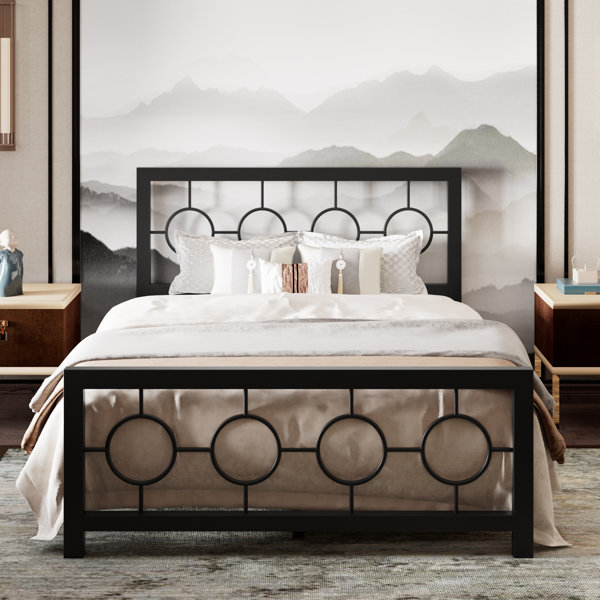 Wade Logan® Avren Oriental Vintage Style Metal Platform Bed & Reviews ...