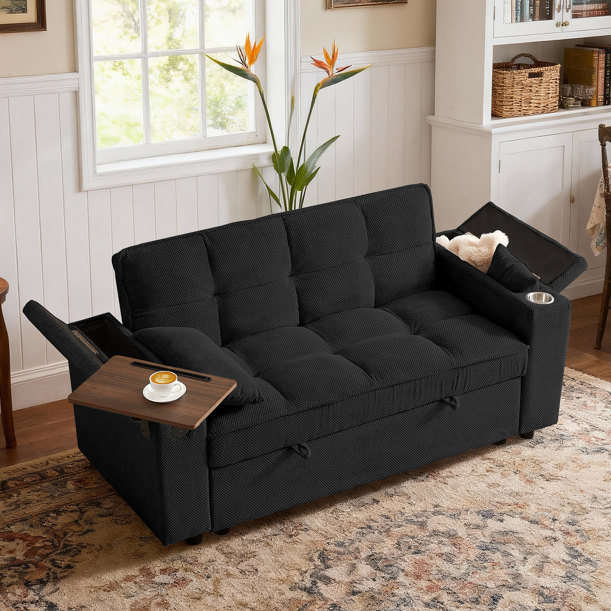 Hokku Designs 65'' Sleeper Sofa 3 in 1 Convertible Sleeper Sofa Bed ...