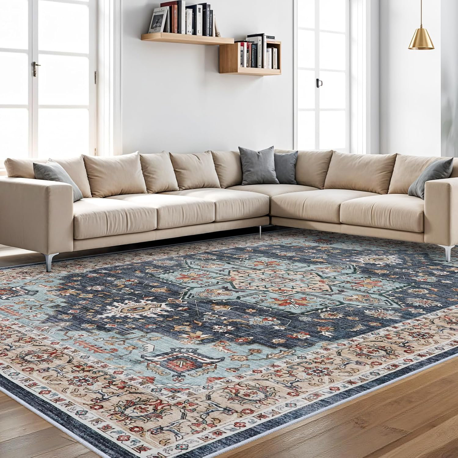 Bungalow Rose Washable Oriental Area Rug - Rugs for Living Room Soft ...