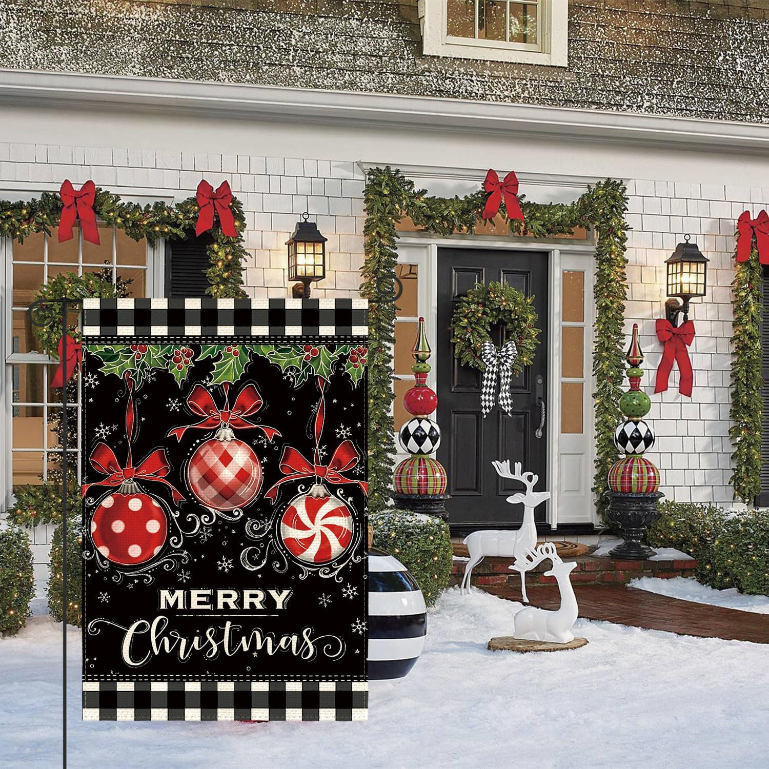 The Holiday Aisle® Colorlife Buffalo Plaid Merry Christmas House Flag ...
