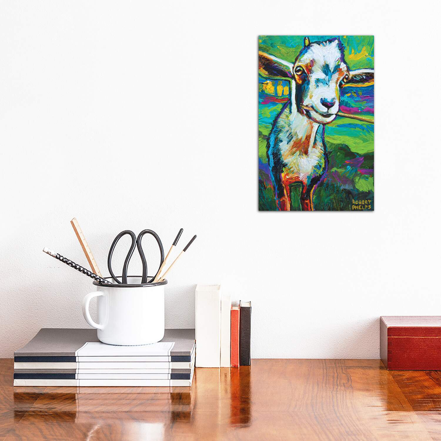 East Urban Home Theo the Goat by Robert Phelps - Painting Print | Wayfair