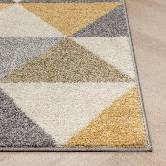 Wrought Studio Rubino Modern Geometric White/Yellow Area Rug & Reviews ...