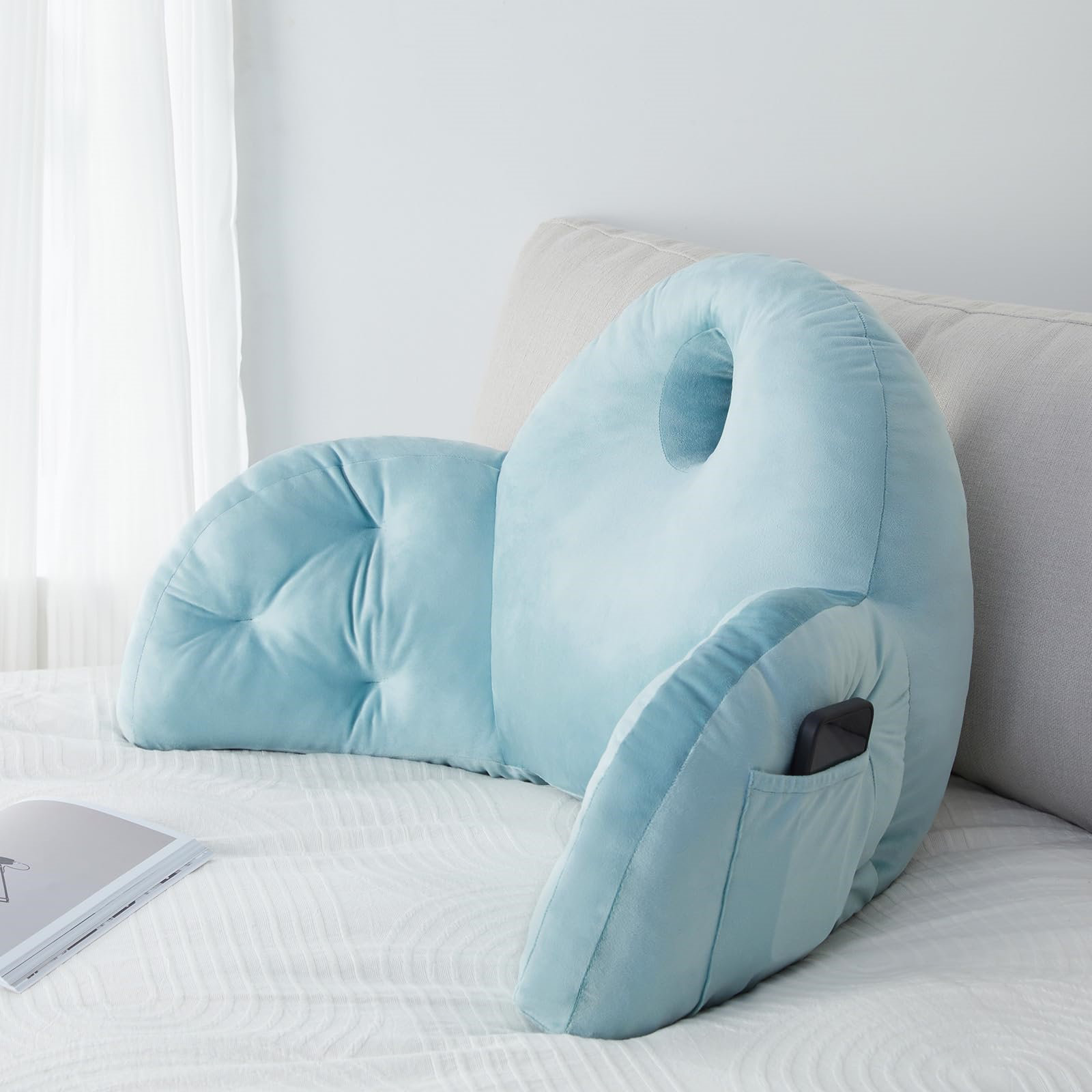 TOBLIB Ergonomic Reading Pillow for Bed with Storage | Wayfair
