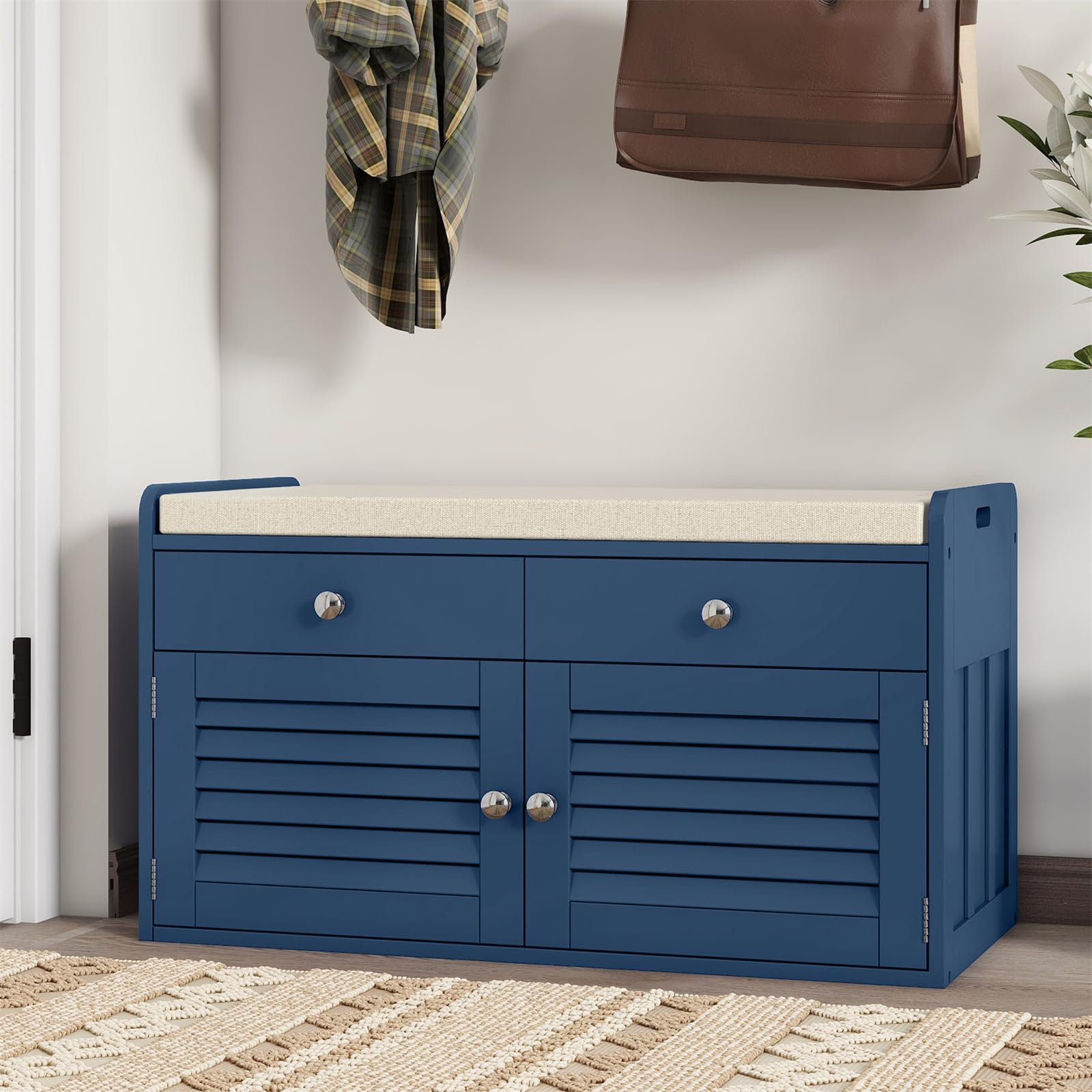 Porisen Modern Shoe Storage Bench with Leather Cushion - Wayfair Canada