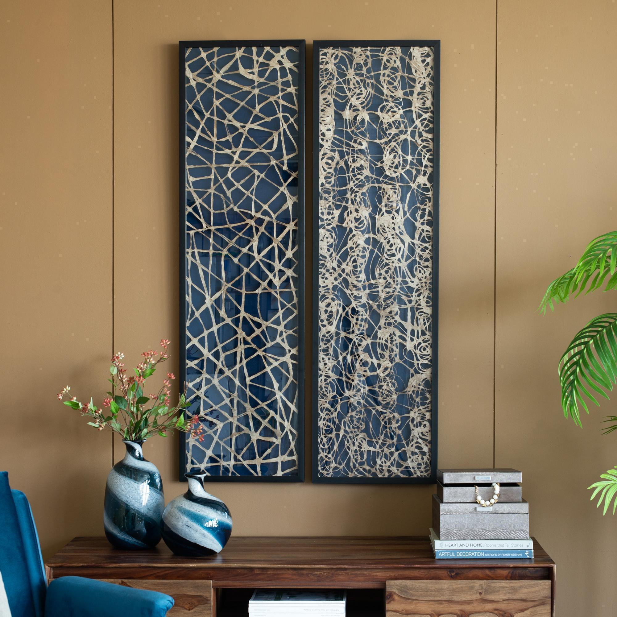 INLE 15.5" x 55" Rectangular Shaped Rice Paper Shadow Box Decor Wall ...