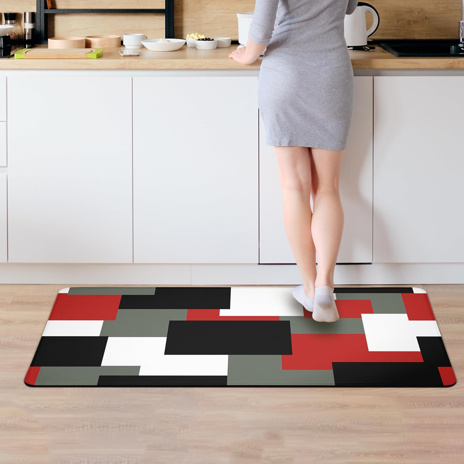 Brayden Studio Red Black Kitchen Rugs Mats Set of 2 Cushioned Anti ...