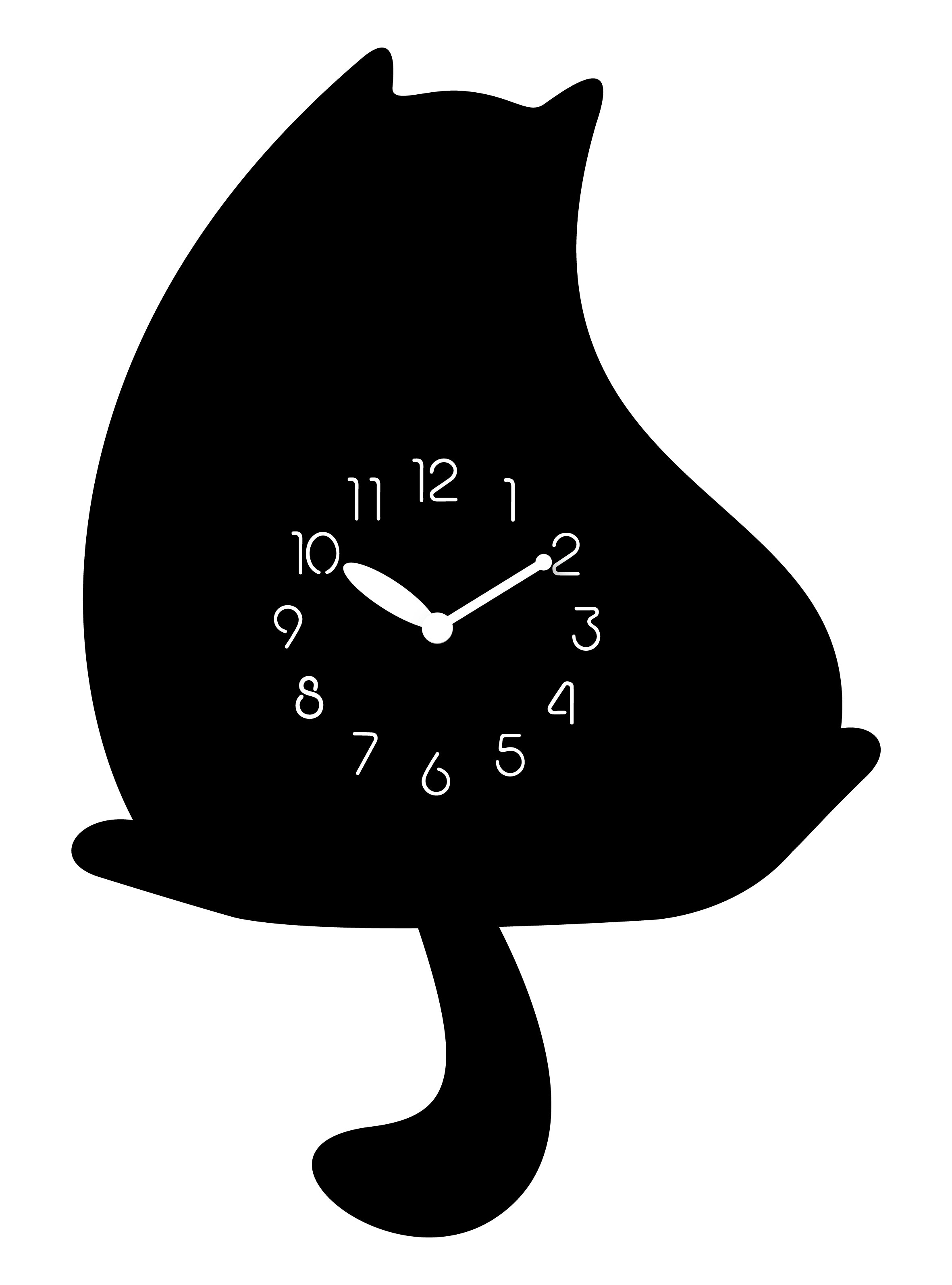 FGnano Adorable Cartoon-Style Cat-Shaped Pendulum Wall Clock, Black ...