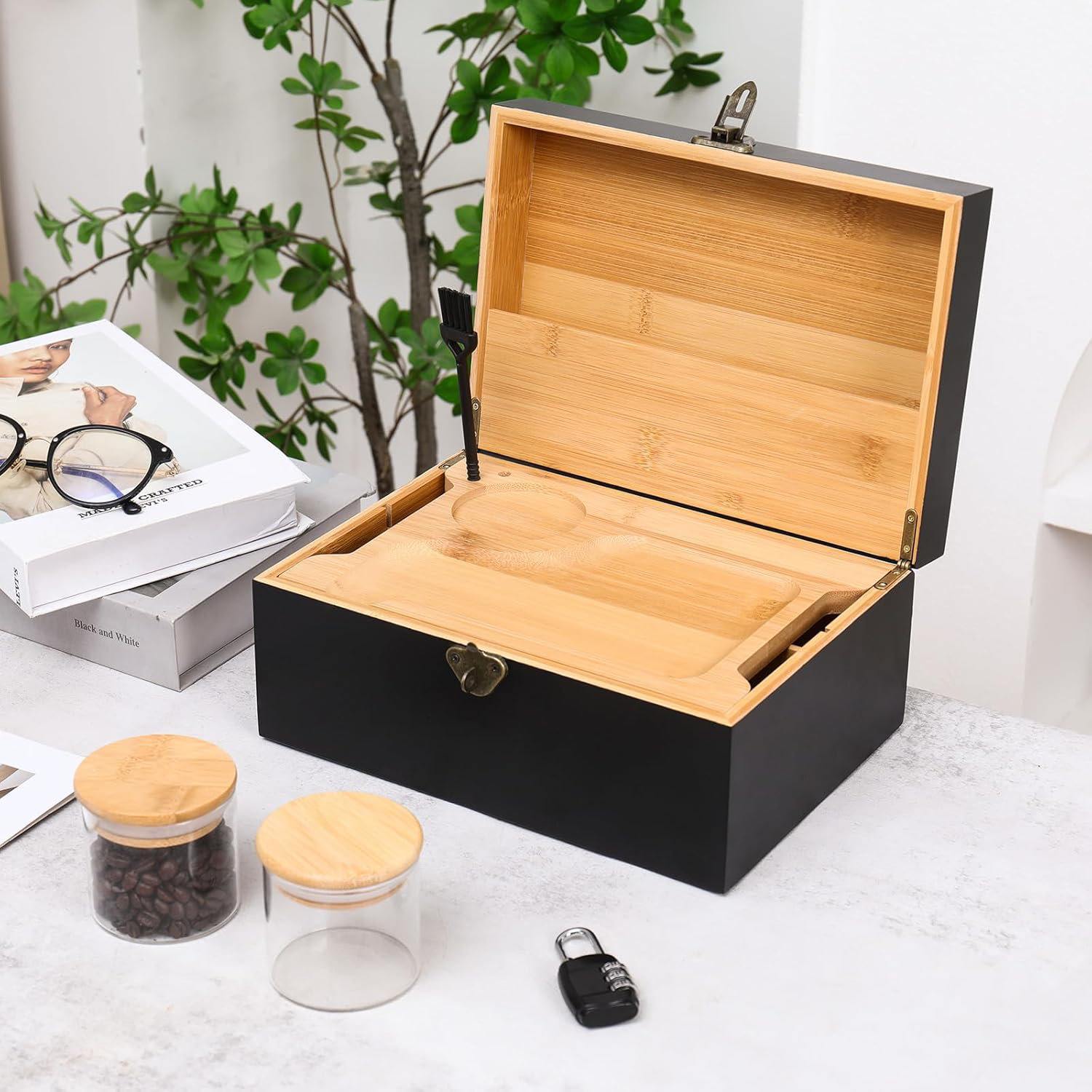 Ophelia & Co. Wooden Lock Box Combo Storage Box - With Removable Tray ...