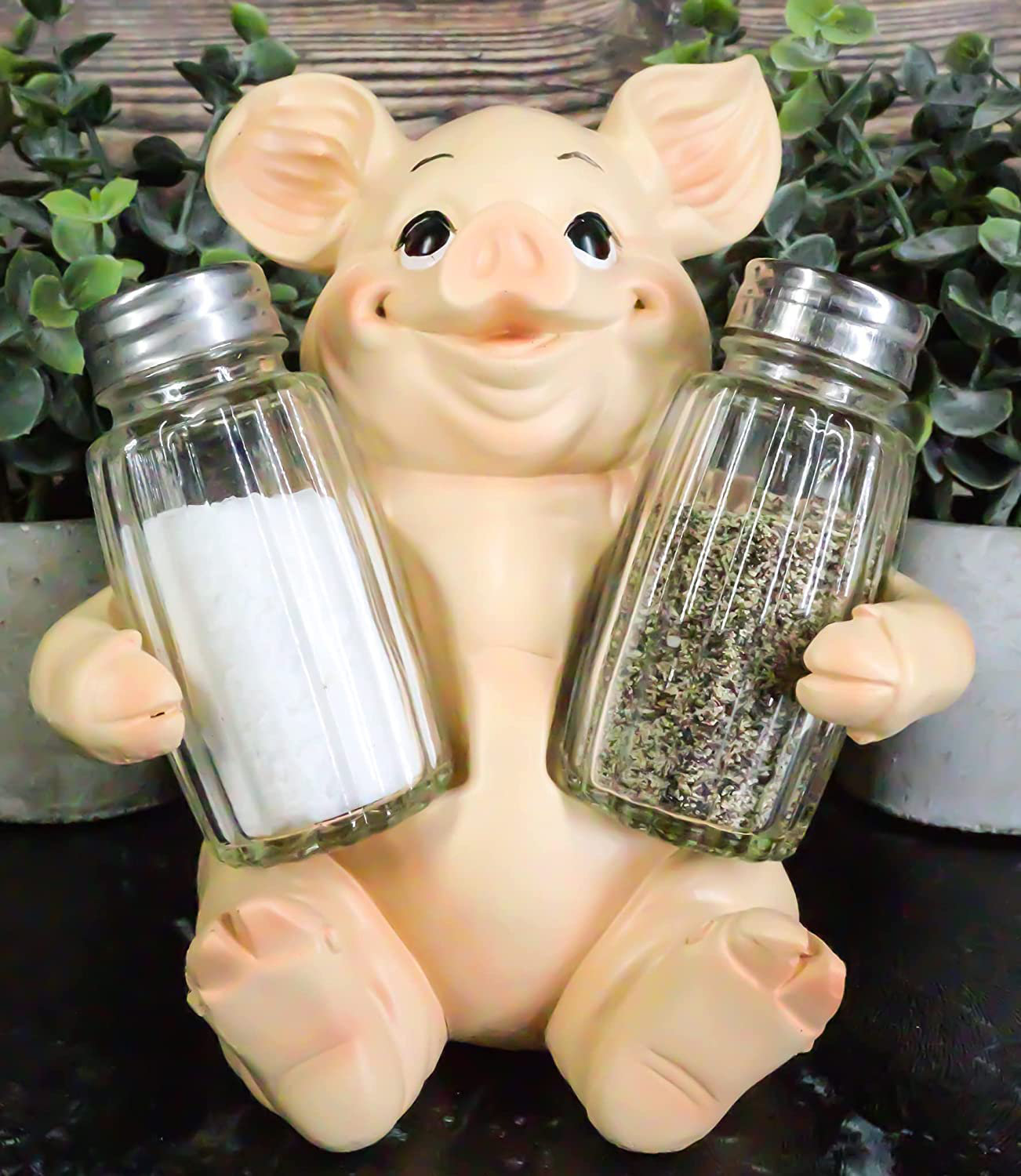 Trinx Animal Farm Barn Porky Pig Salt Pepper Shakers Holder Figurine ...