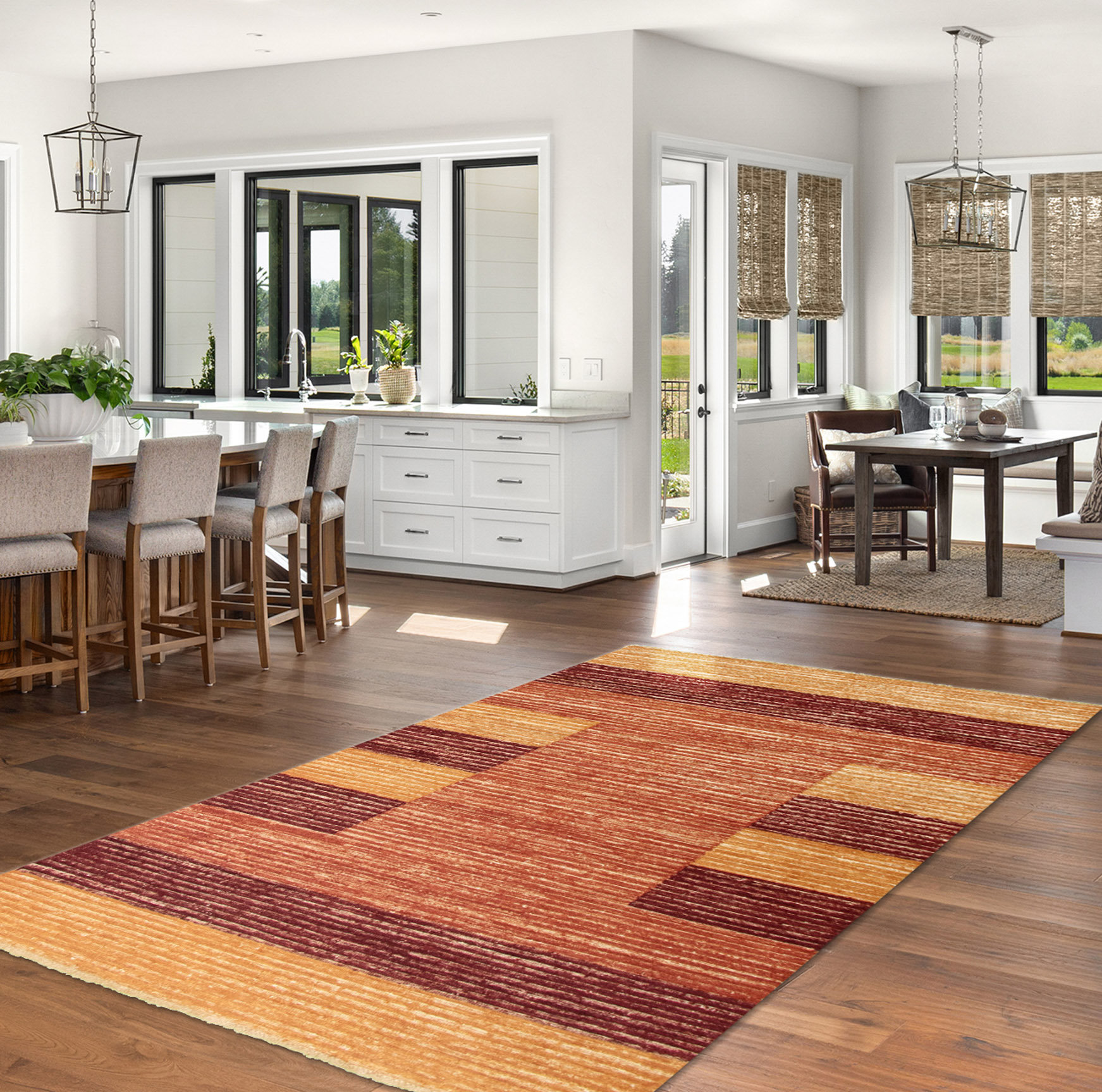 Orren Ellis Korovia Hand Knotted Wool Yellow/Orange/Brown Rug | Wayfair