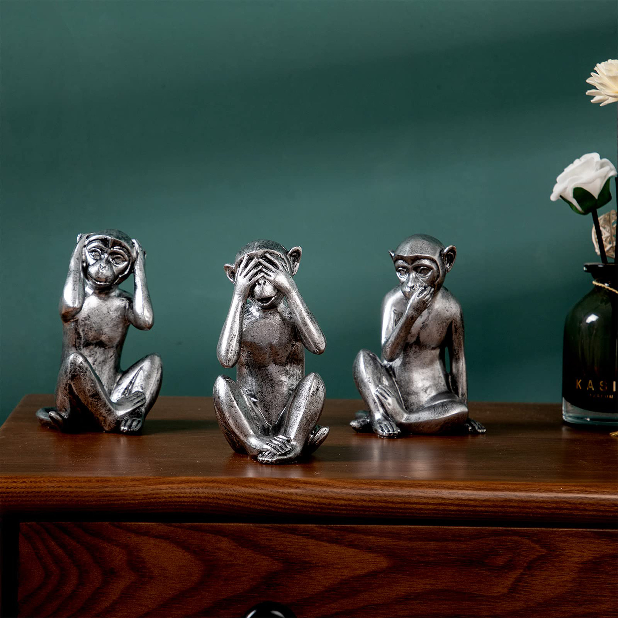 George Oliver 3 Wise Monkeys Statue for Home Decor Accents | Wayfair