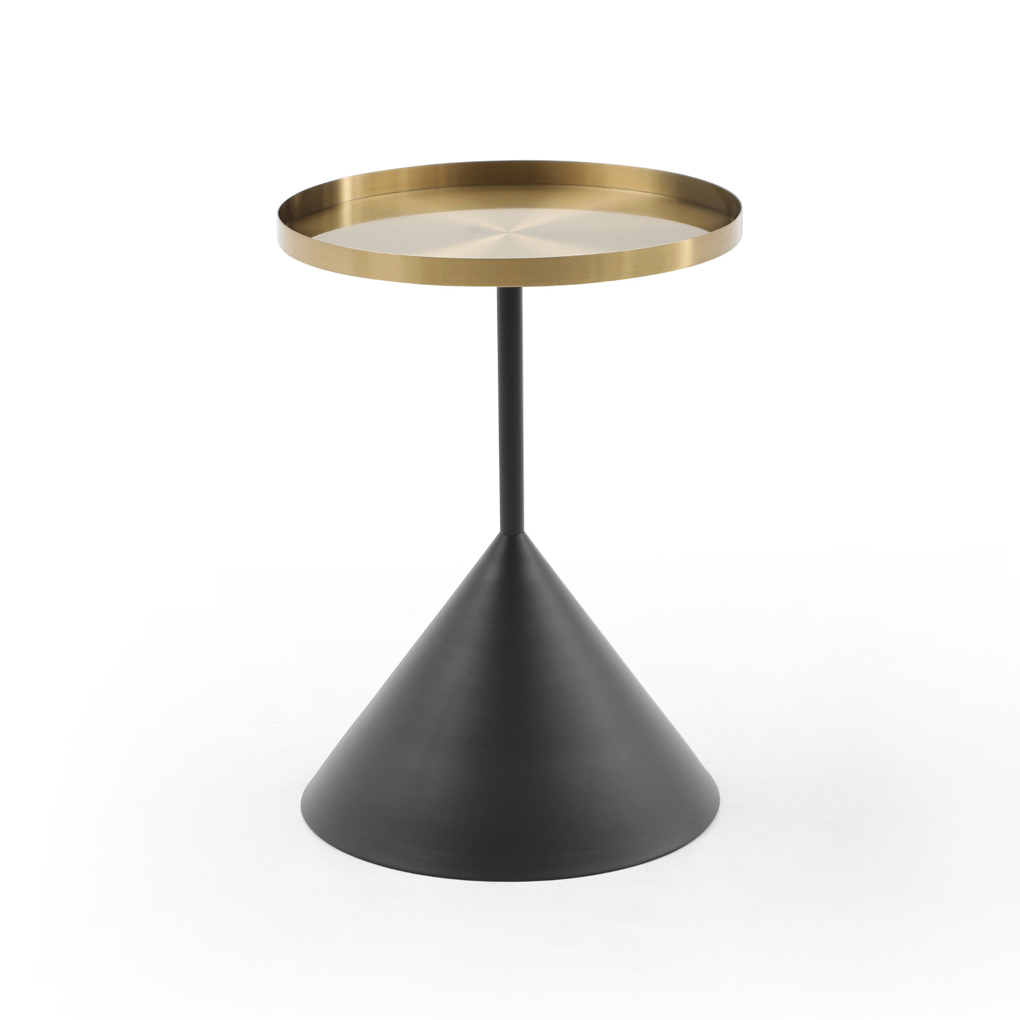 Mercer41 Modern Klotild Black/Gold Cone Base Round 19.68" Steel Tray ...