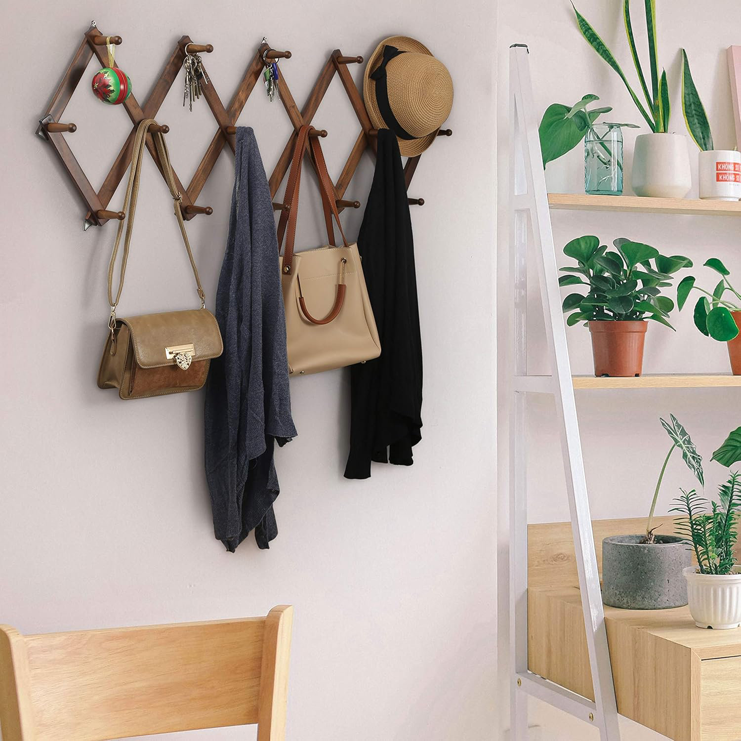Rebrilliant Accordion Wall Hanger,Expandable Wooden Coat Rack Wall ...