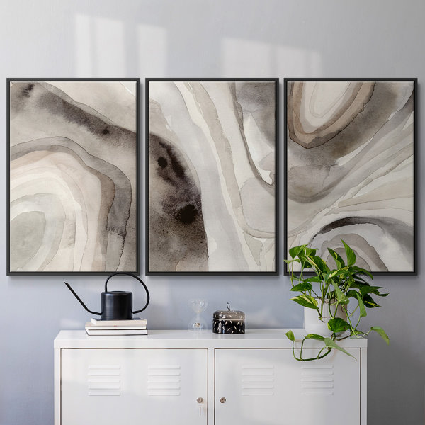 WexfordHome Stone Slices II Framed On Canvas 3 Pieces Print | Wayfair