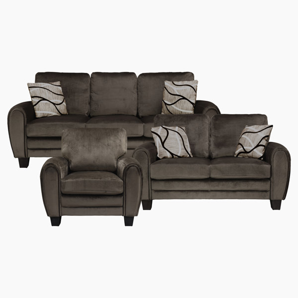 Ebern Designs Manwi 3-Piece Microfiber Living Room Set | Wayfair