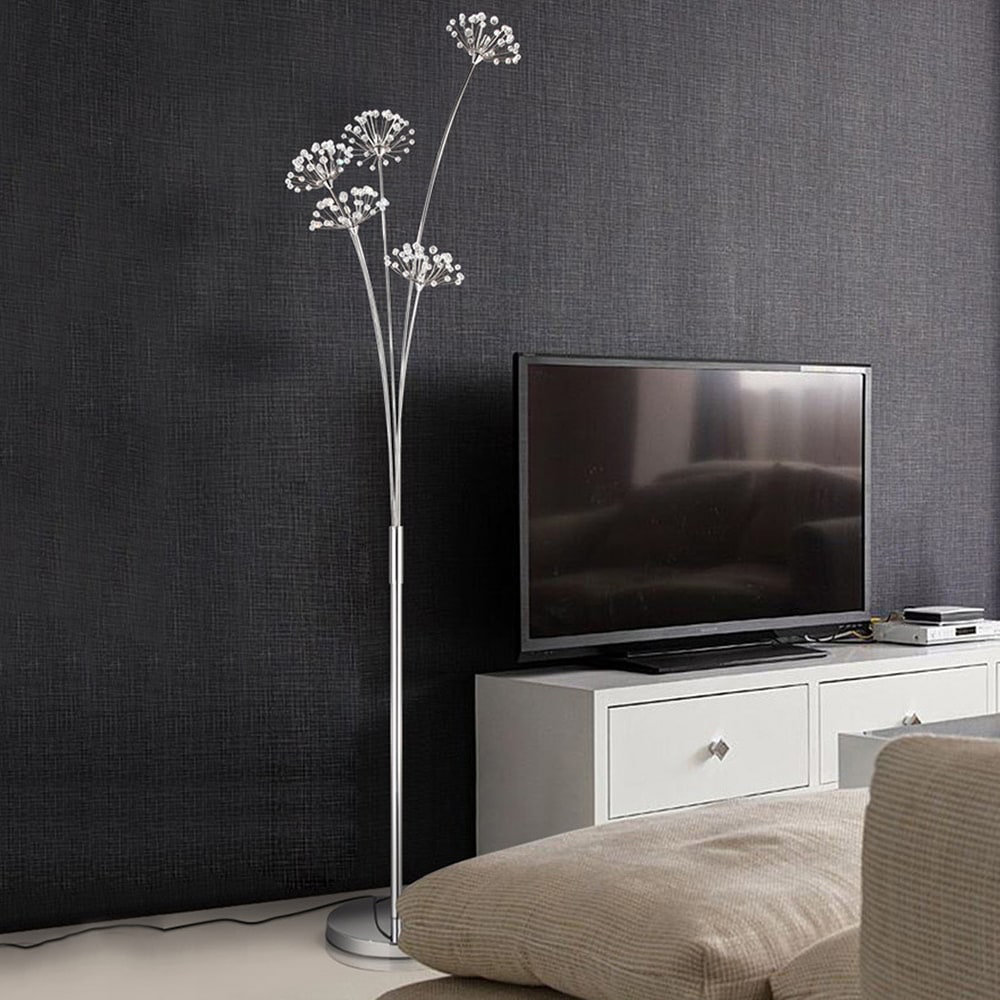 Mercer41 68.9-inch Silver Floor Lamp With Crystal Dandelion Shade | Wayfair