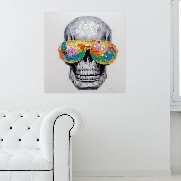Happy Larry Funky Skull Canvas Picture | Wayfair.co.uk