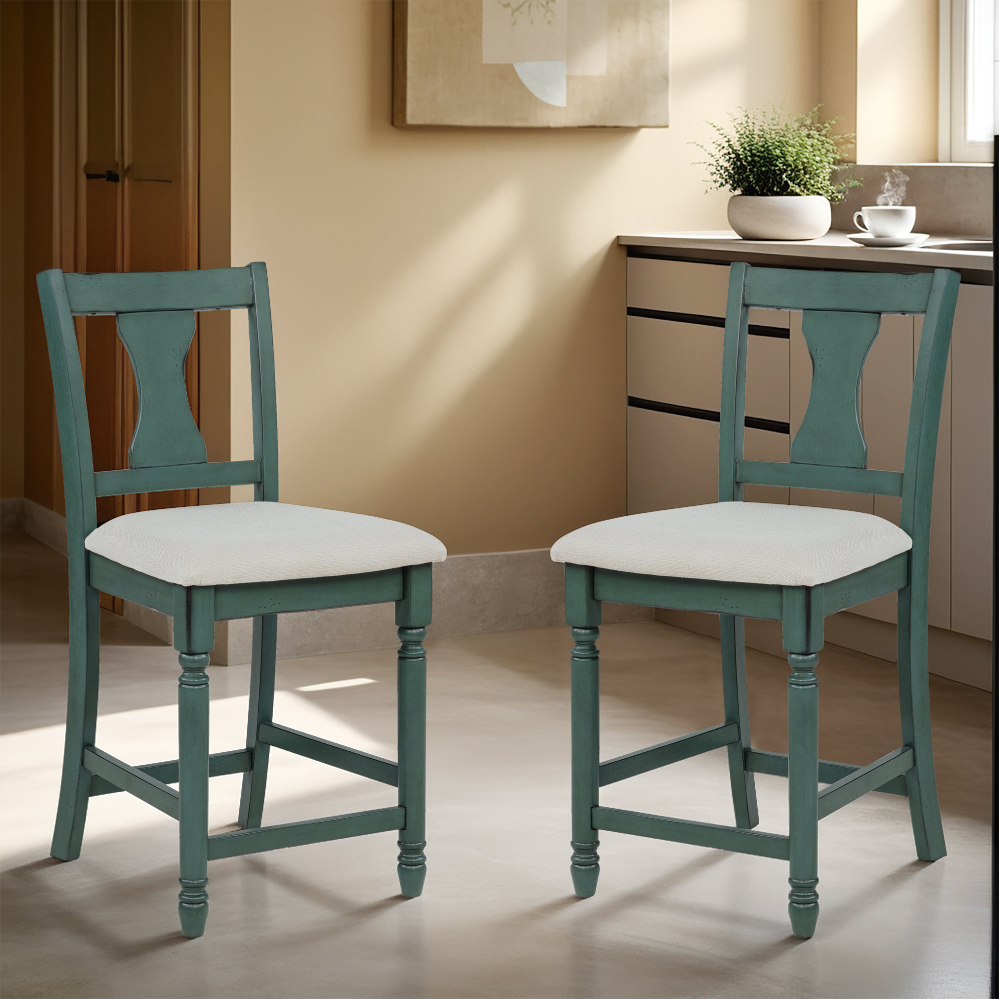 Ophelia & Co. Io Teal Counter Stool | Wayfair