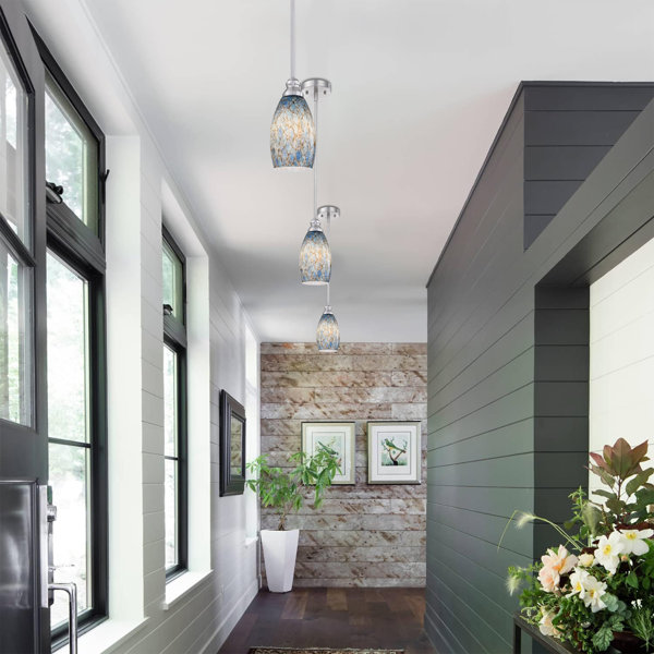 Wrought Studio™ 3 Pack 7.64 in. Stone Blue Art Glass Glass Globe ...