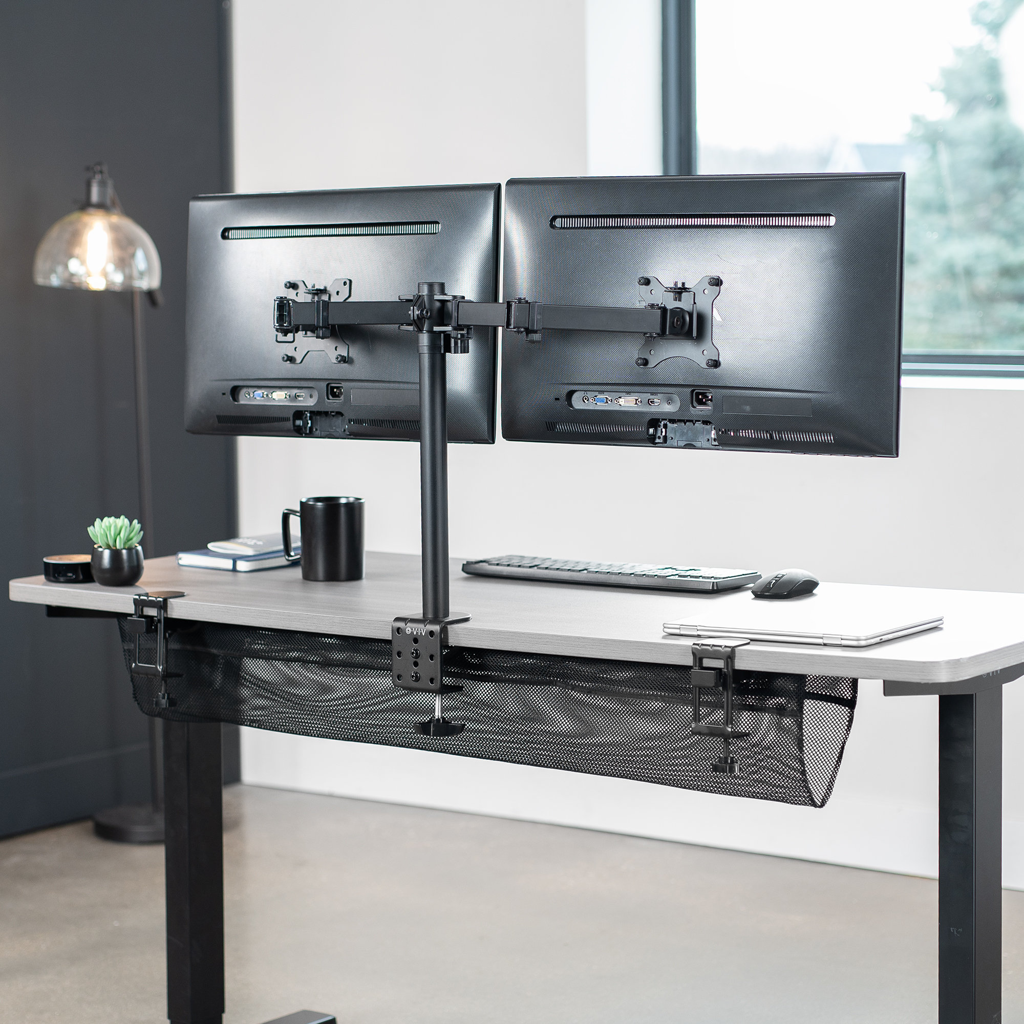 VIVO Black 44" Clamp-on Under Desk Cable Net, Mesh Cable Management ...