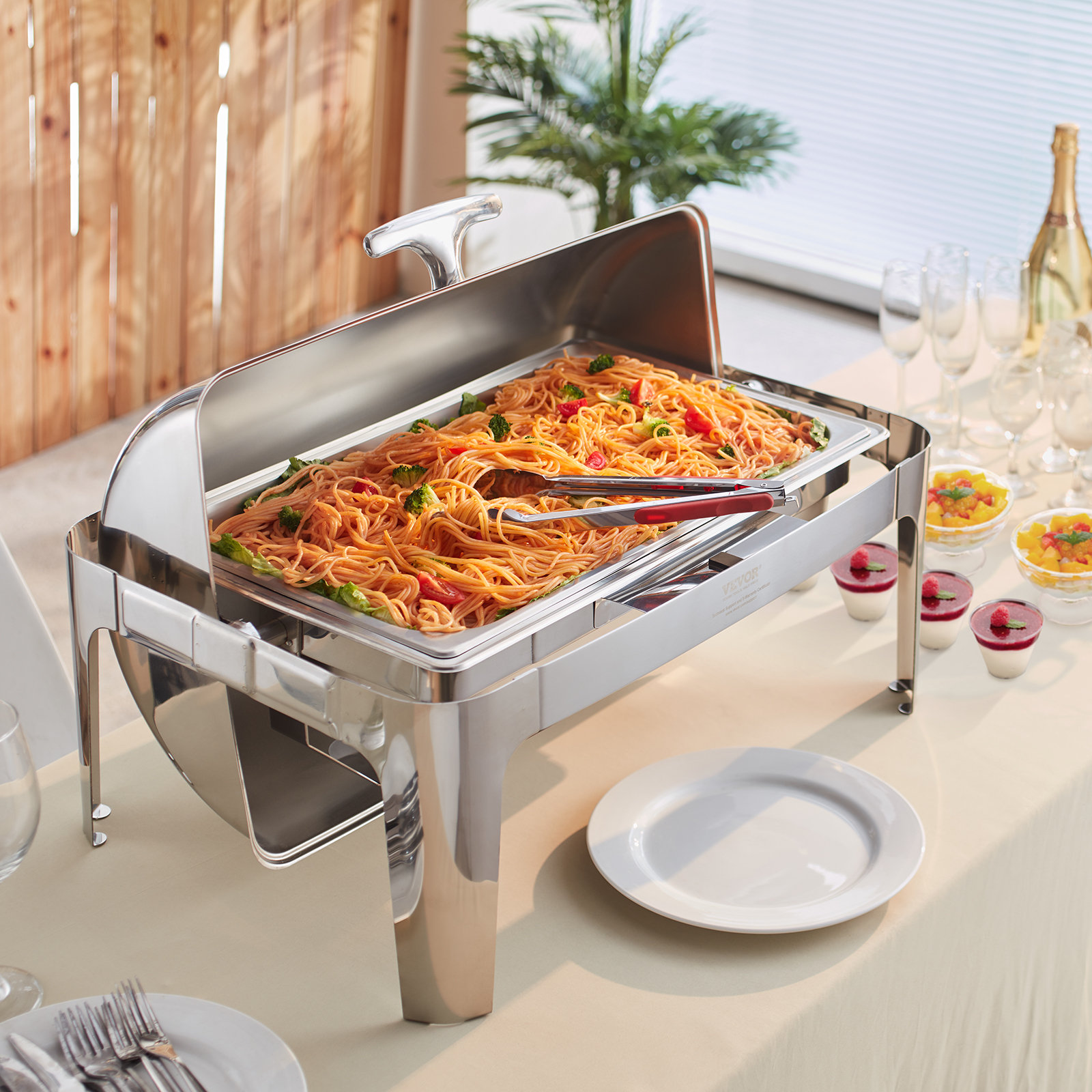 The Party Aisle™ 9 Qt. Rectangle Roll Top Chafing Dish with Full-Size ...