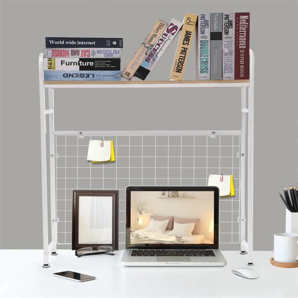 Inbox Zero Maeng 35'' H X 29.5'' W Computer Desktop Bookshelf/Organizer ...