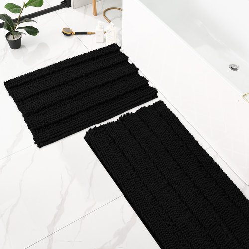 Black Bath Rugs & Mats You'll Love | Wayfair