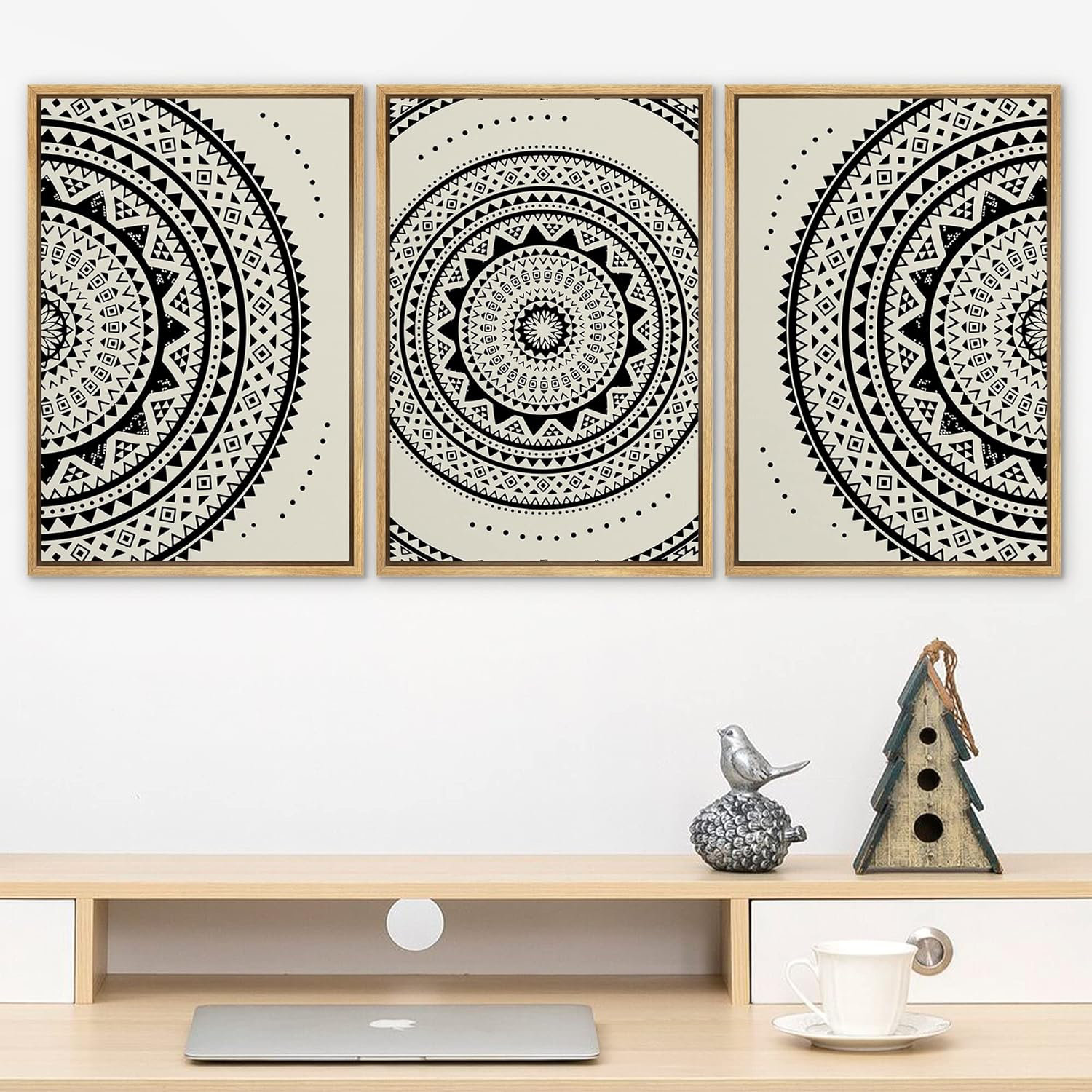 SIGNLEADER Framed Canvas Print Wall Art Set Geometric Indian Mandala ...