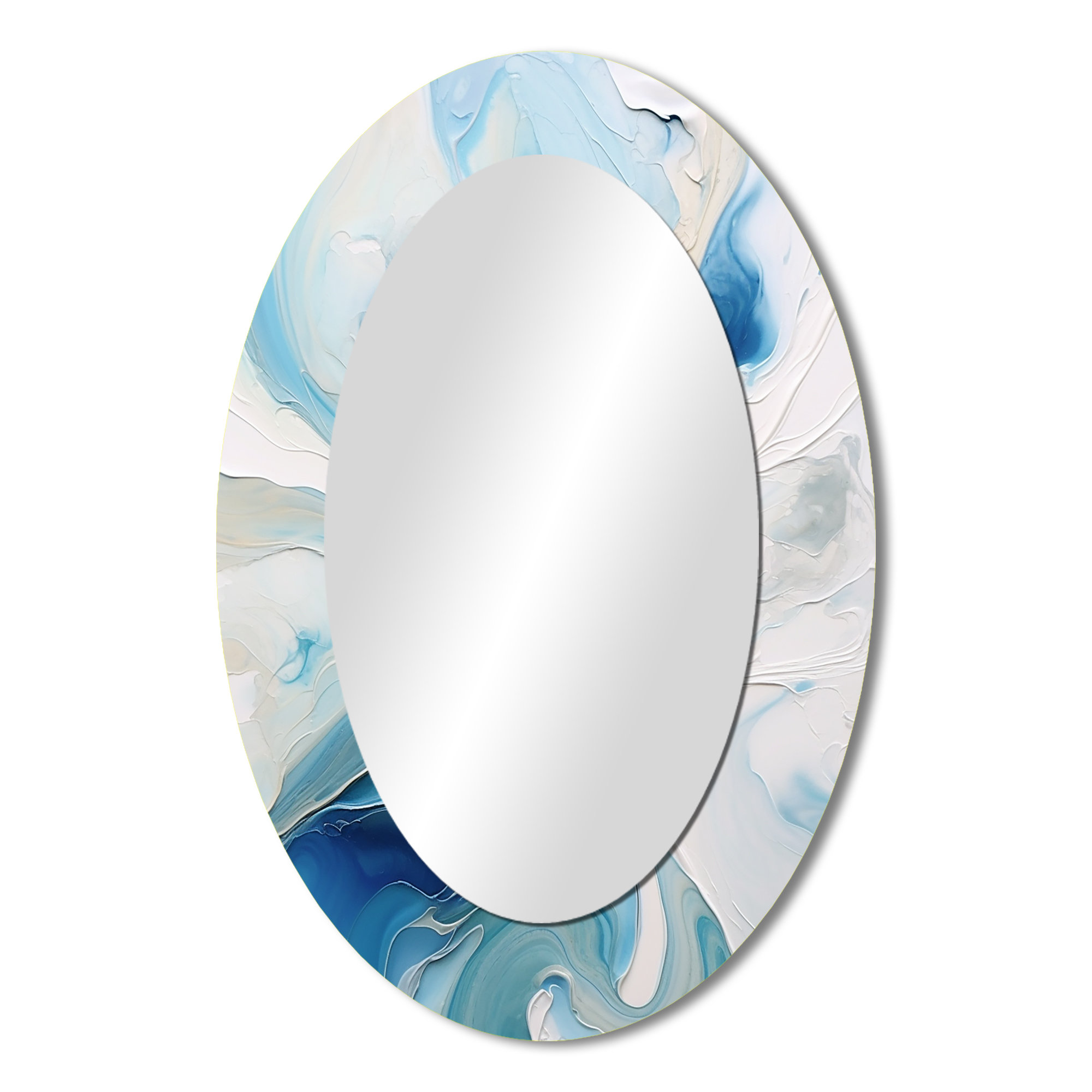 Dovecove Blue And Grey Ethereal Elixir V - Blue Oval Wall Mirror Decor ...