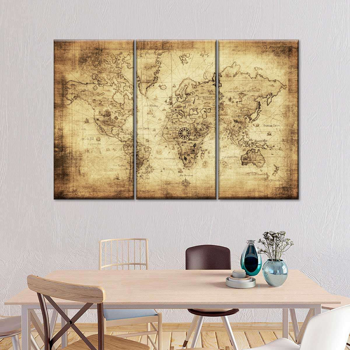 Breakwater Bay Ancient World Map On Canvas 3 Pieces Set | Wayfair