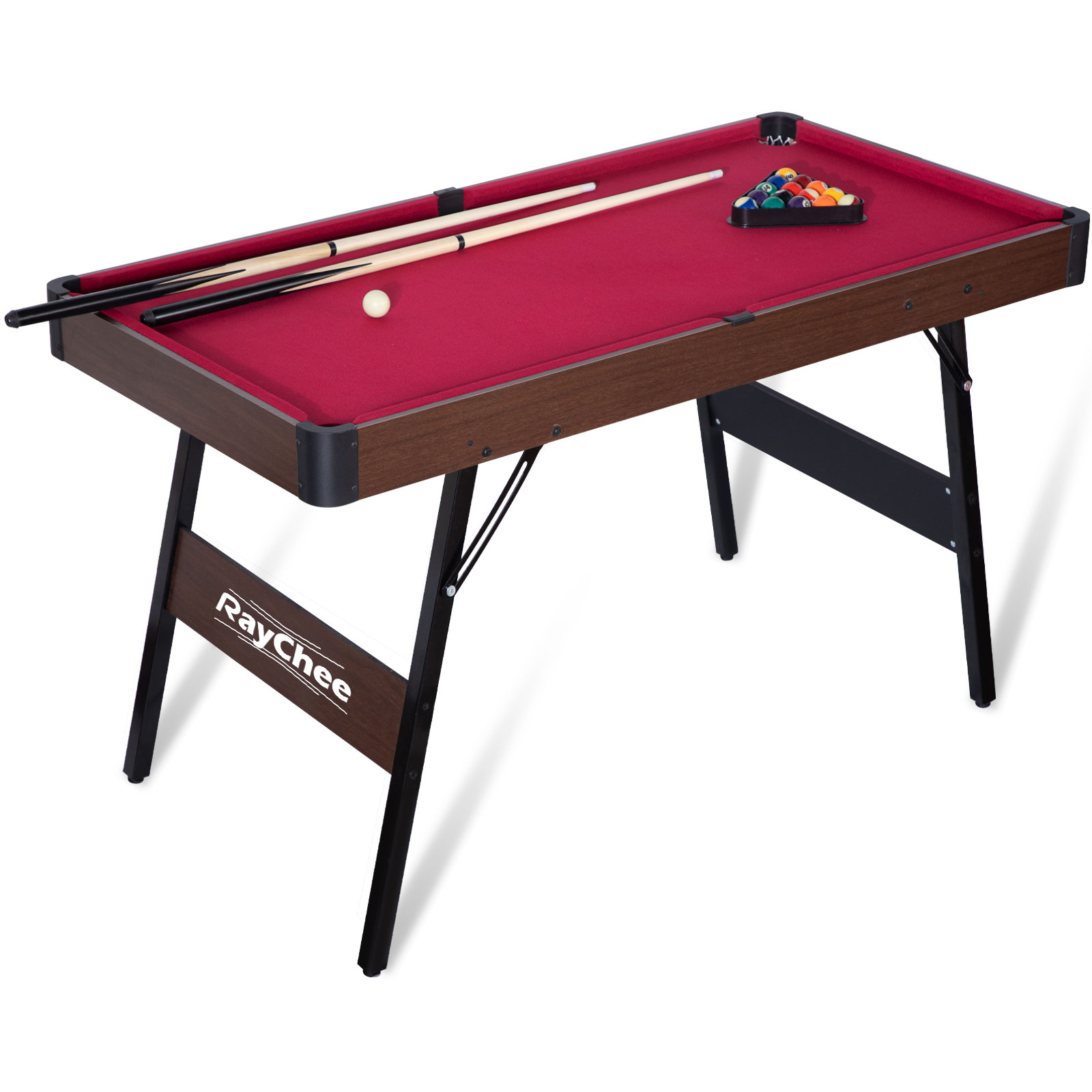 RayChee 54" Portable Pool Table with Easy Folding, Leg Levelers ...